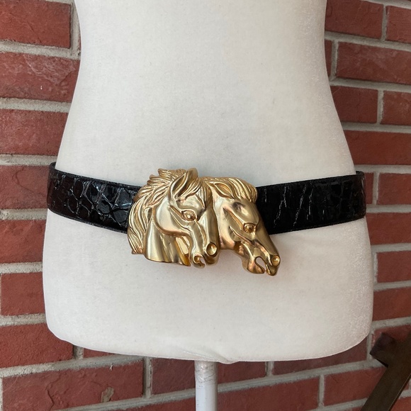 Accessories | Vintage Brass Double Horse Heads Removable Buckle ...